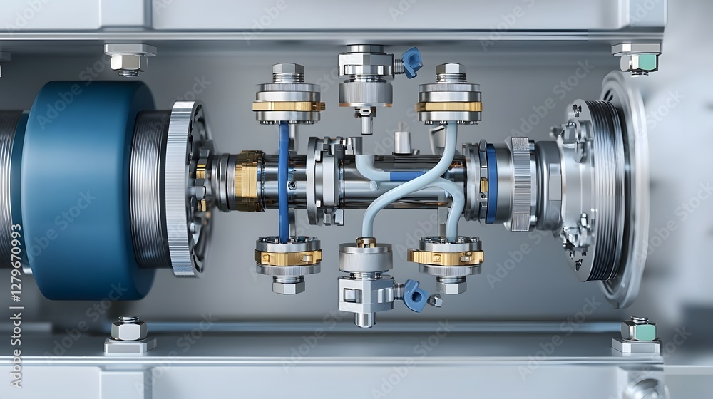 Detailed cross section view of an industrial pneumatic system revealing ...