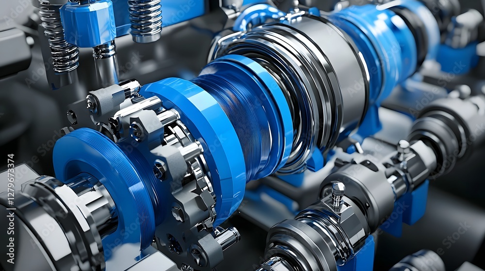 photo showcasing the intricate fluid coupling system within a hydraulic ...