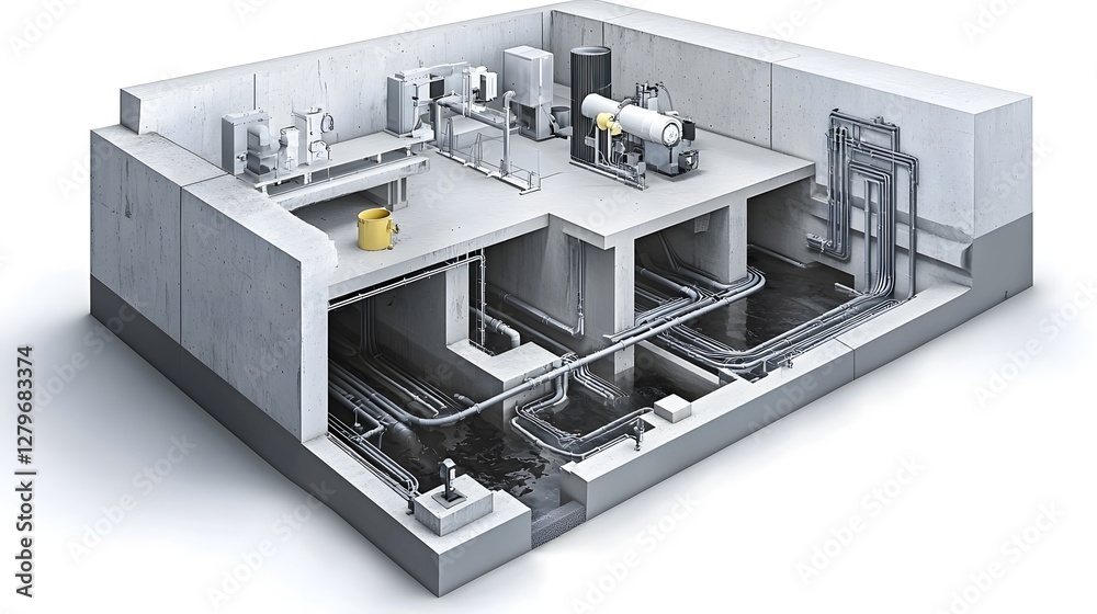 Detailed schematic showcasing the intricate underground drainage and ...