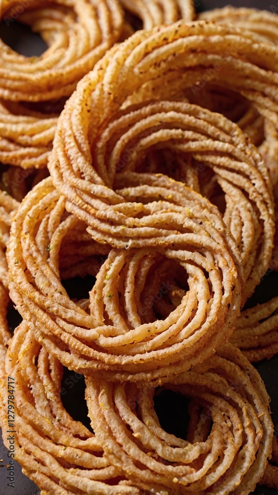 Foto de Stock Indian Traditional Snack Chakli, a spiral shaped crisp ...