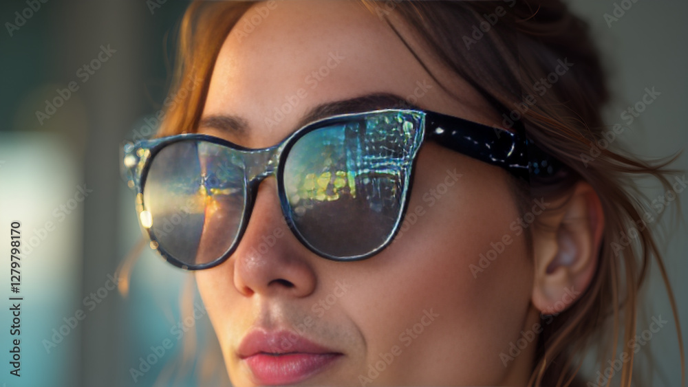 Foto de Stock Reflective motifs in augmented reality glasses. Ultra ...