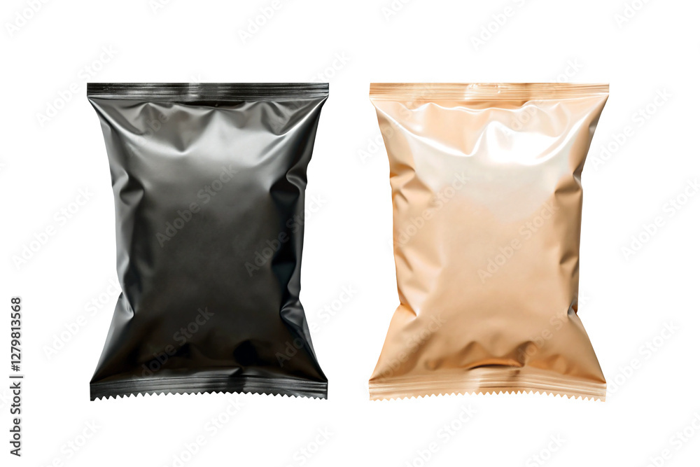 Blank chips bag mockup, food snack bag isolated on transparent ...