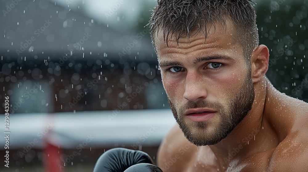 Intense Battle of Emotions on a Man's Face Featuring a Boxing Glove and ...
