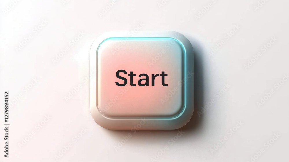 Start button design with modern aesthetic, featuring soft glow and ...