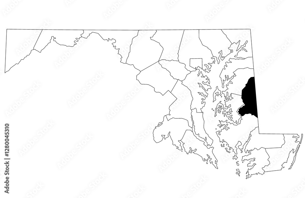Map of Caroline County in Maryland state on white background. single ...