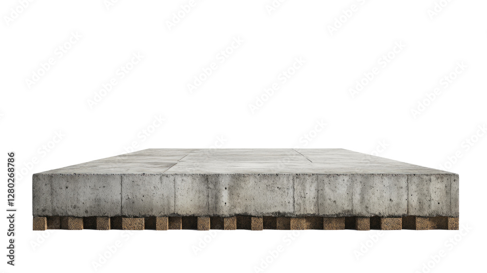 Concrete Slab Construction: A robust concrete slab, supported by a ...