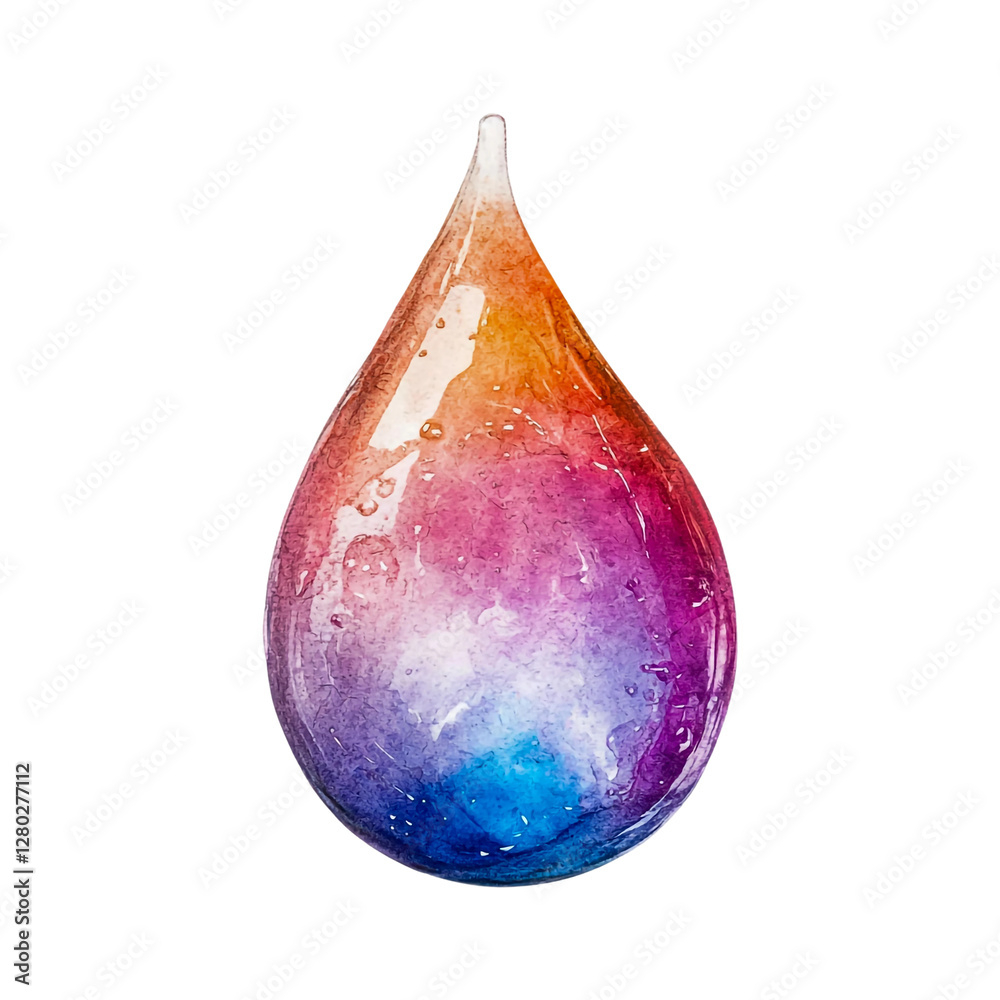 Watercolor fire drops, clipart in the style, isolated on a transparent ...