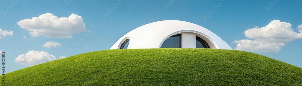 sustainable housing insulation future. Futuristic earth-sheltered home ...