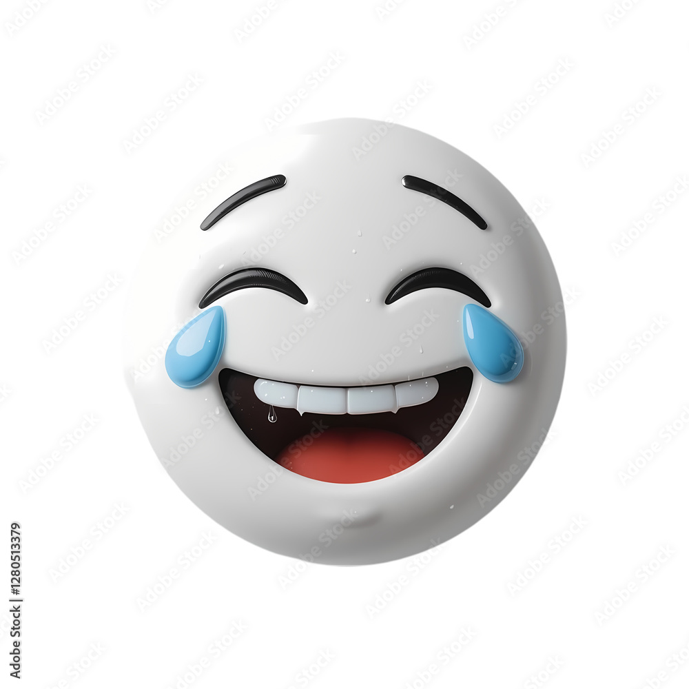 Crying Laughing Emoji: 3D Render & High-Res Image isolated on ...