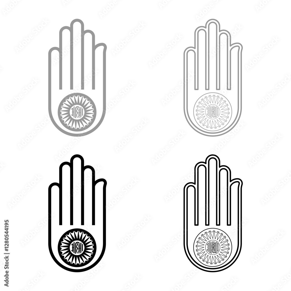 Hand Akhimsa Ahimsa arm Jainism Jain religion symbol Dharma Ahinsa set ...