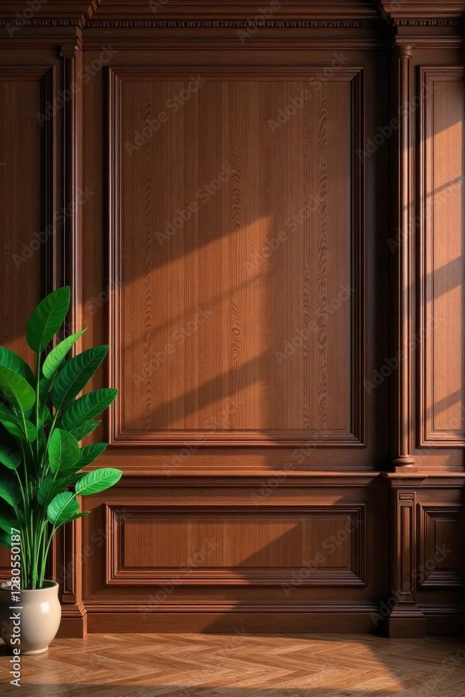 Vertical, rich brown wood paneling, classic design, wood texture, wood ...