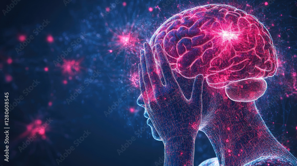 World Stroke Day: Human brain with a flash of fire, representing ...