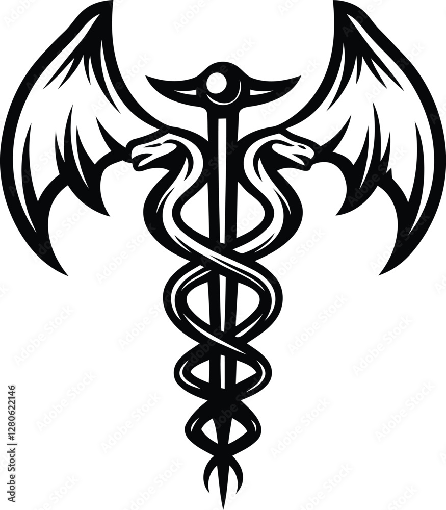 Vector de Stock Modern and unique Caduceus medical symbol silhouette ...
