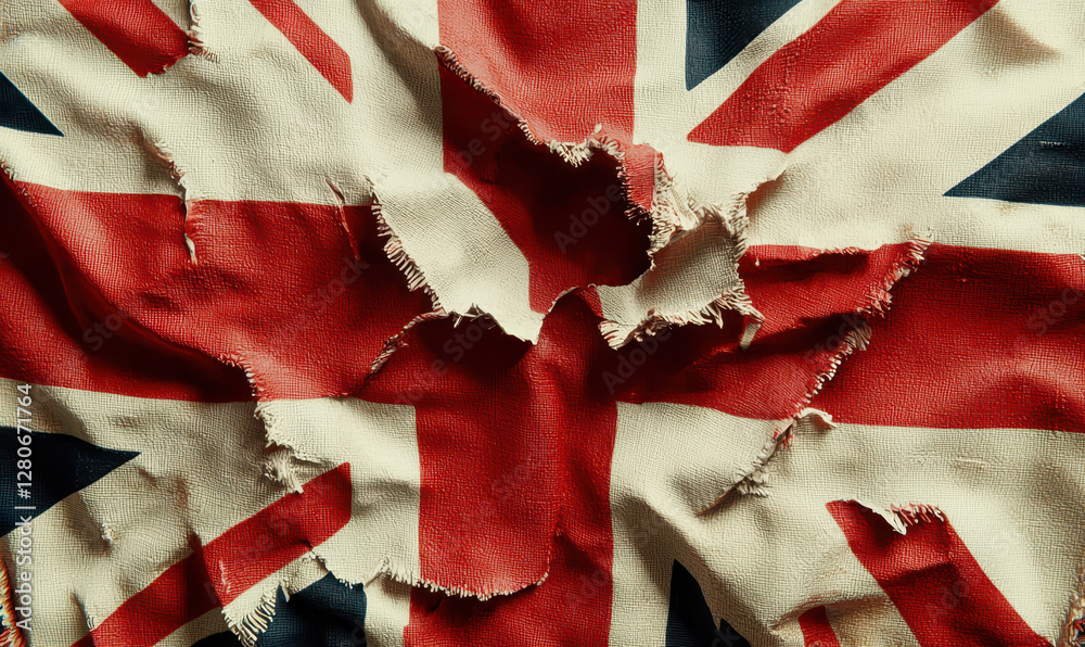 Explore the Distinctive Elements of the Worn British Flag, Reflecting ...