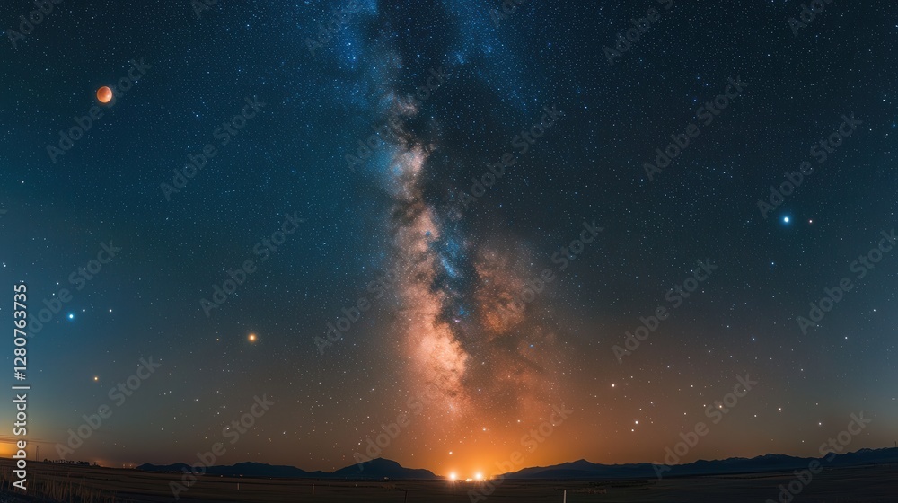 sci-fi inspired night sky photograph, featuring a rare celestial ...