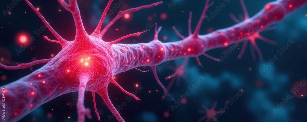 Motor neuron firing, action potential propagation, biology, sodium channels, nerve impulse Stock ...
