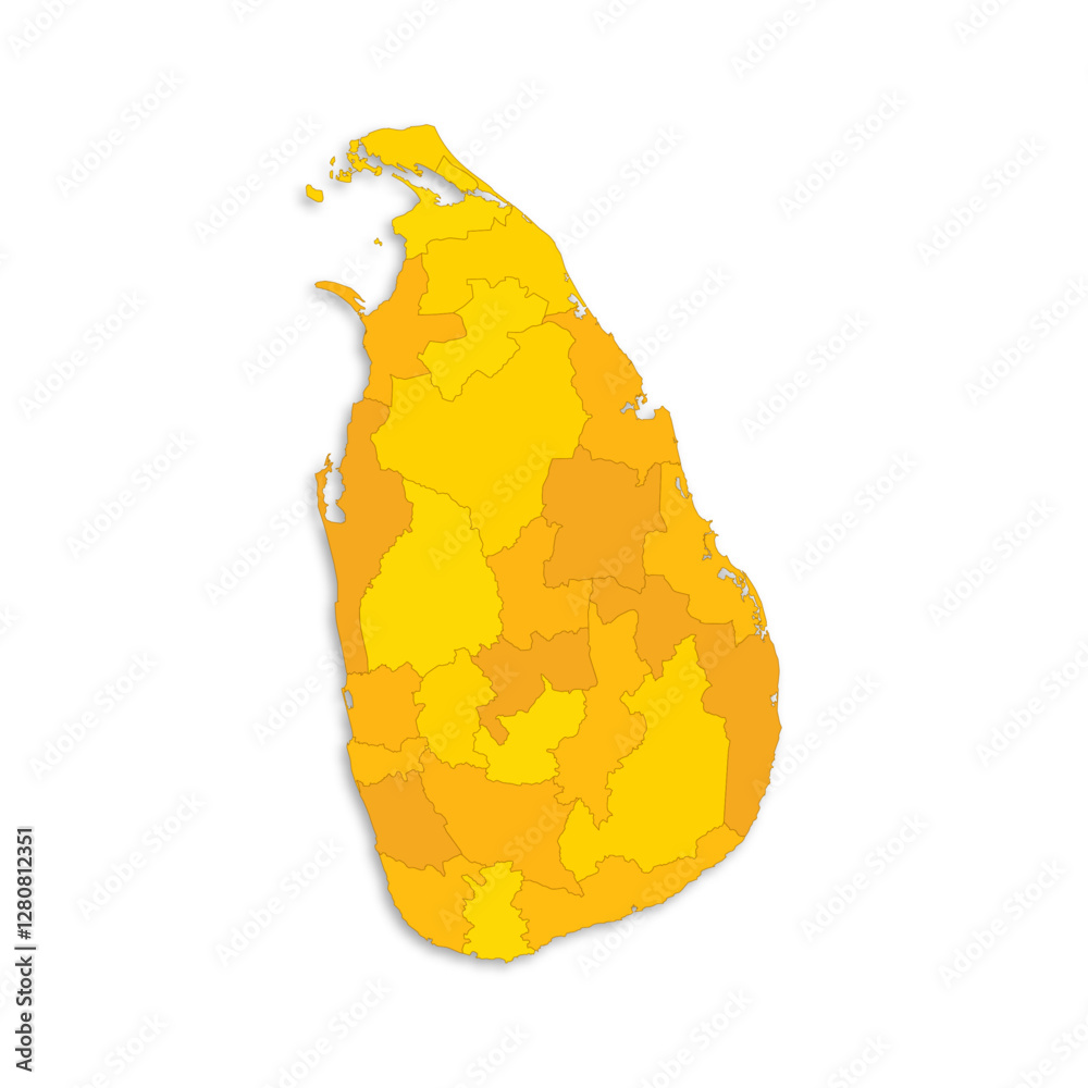 Sri Lanka map with border highlighted regions, states, isolated on ...