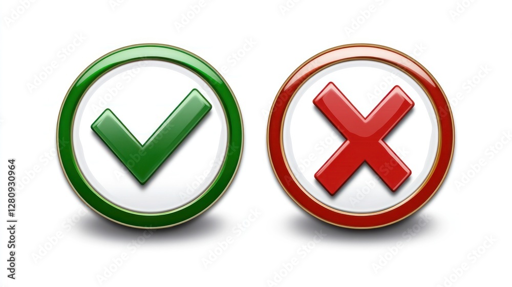 Green Checkmark and Red Cross: Symbols of Approval and Rejection Stock Illustration | Adobe Stock