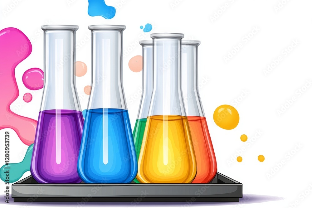 Colorful clip art illustration of science lab equipment with beakers ...