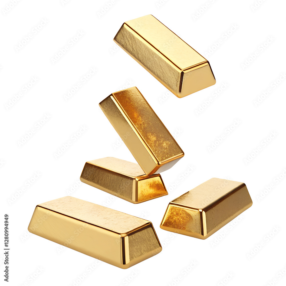 Stacked Gold Bars: A tower of wealth with metallic Isolated on a transparent background, PNG ...