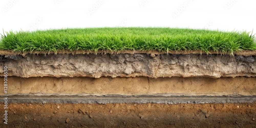 Underground soil layer cross section showcasing erosion ground topped ...