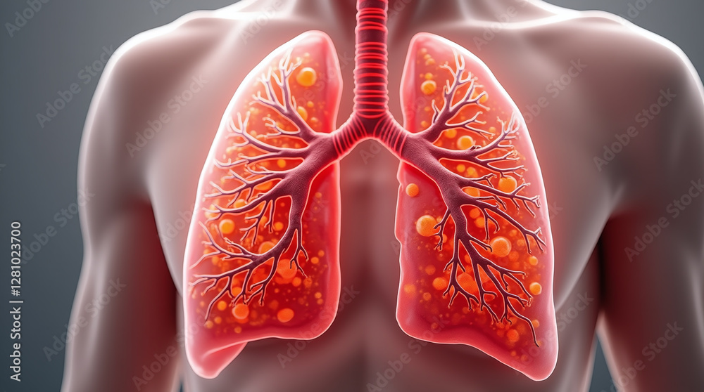 Ilustración de Stock Infected Lungs with Inflammation, Infection or ...