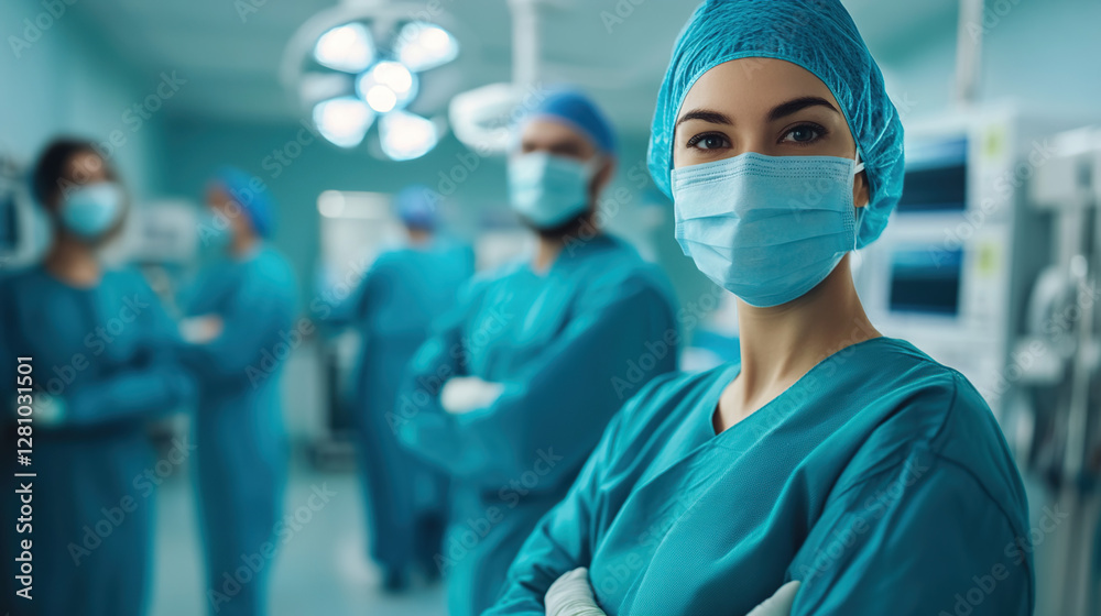 Illustration Stock Medical doctor ER team, surgeon and anesthetist on ...