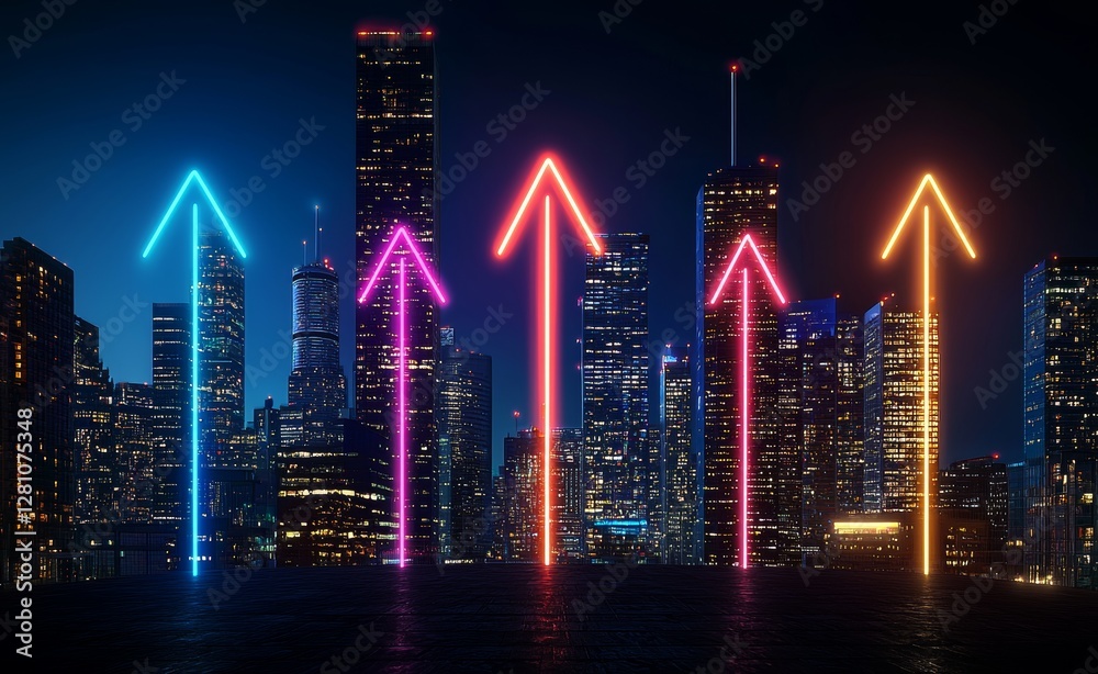 Futuristic growth arrow diagram symbolizes digital innovation against a ...