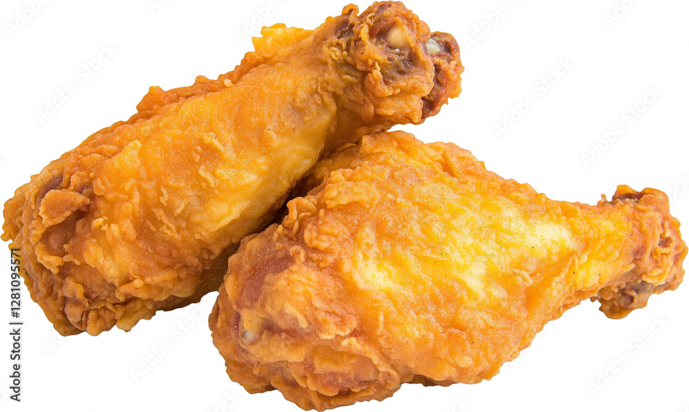 2 large chicken Legs batter and deep fried isolated on transparent ...