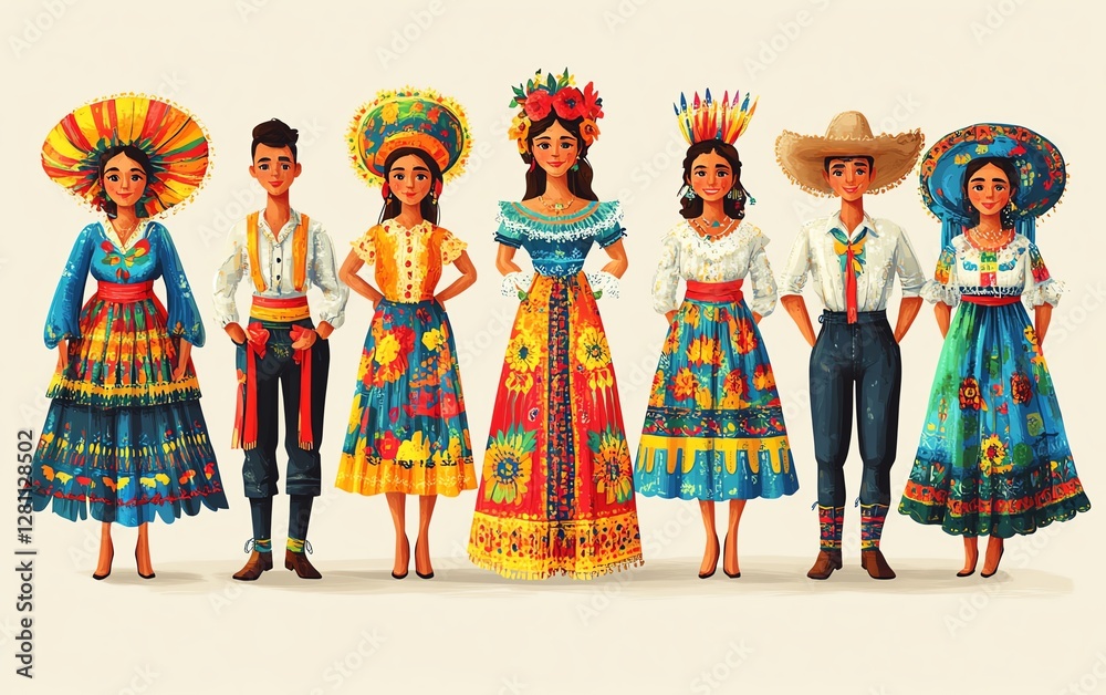 Cultural roots and community diversity, vibrant traditional attire ...