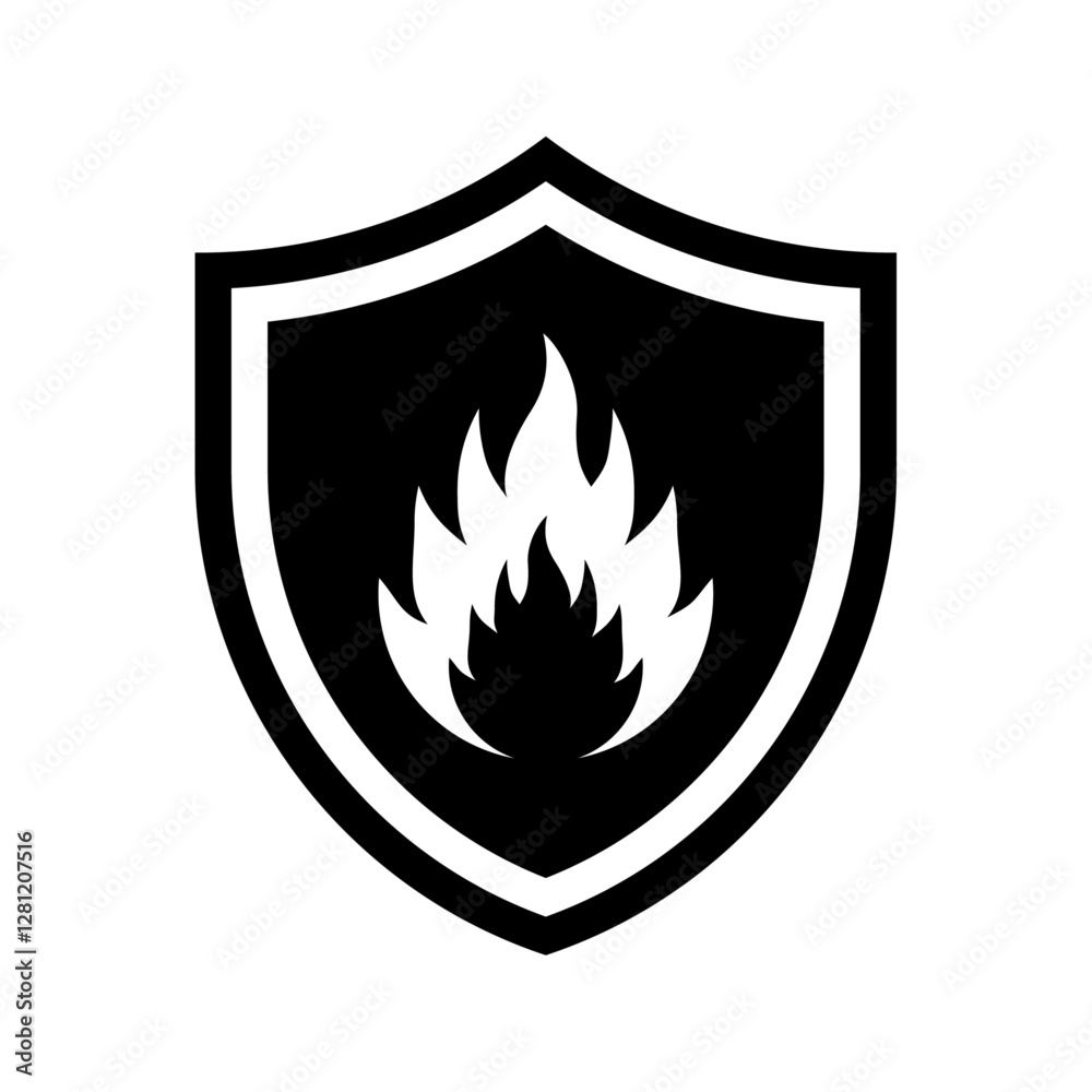 Fire shield icon Stock Vector | Adobe Stock