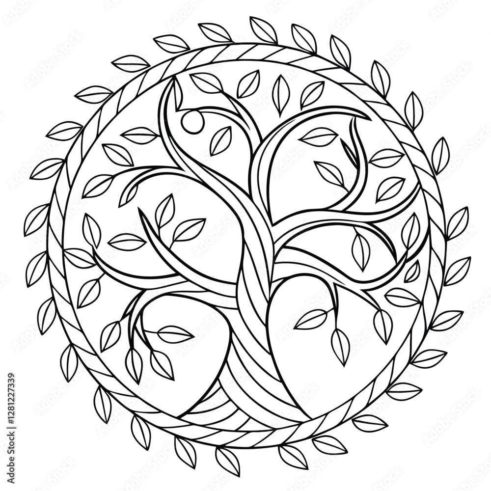 Tree of Life Mandala Coloring Page: Intricate Celtic Tree Design, Round ...