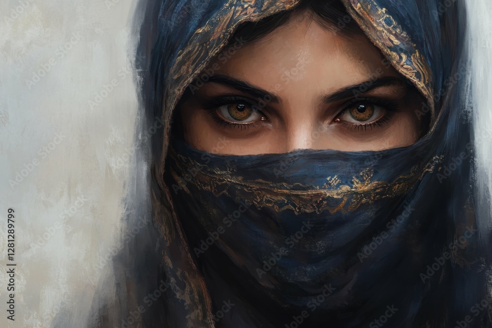 Niqab - Portrait of a Saudi Muslim Girl in Arabian Gulf Culture Stock ...