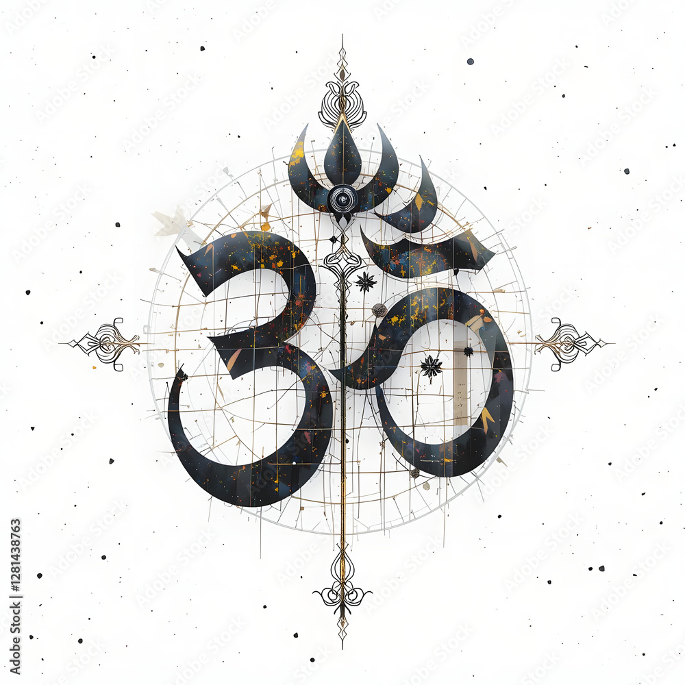 Om Namah Shivaya Logo with Lord Shiva Symbol, Sacred Hindu Calligraphy ...