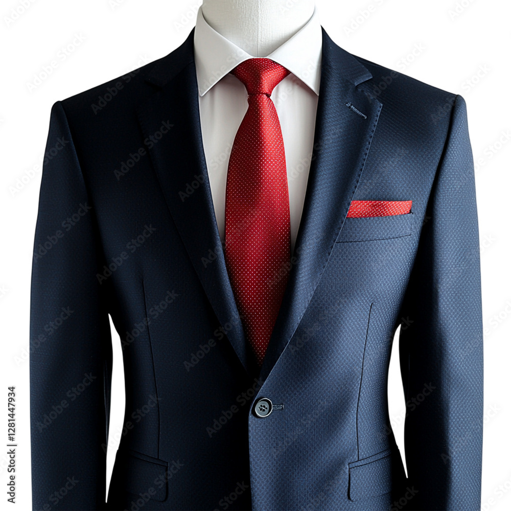 headless navy blue suit with a red tie png Stock Photo | Adobe Stock