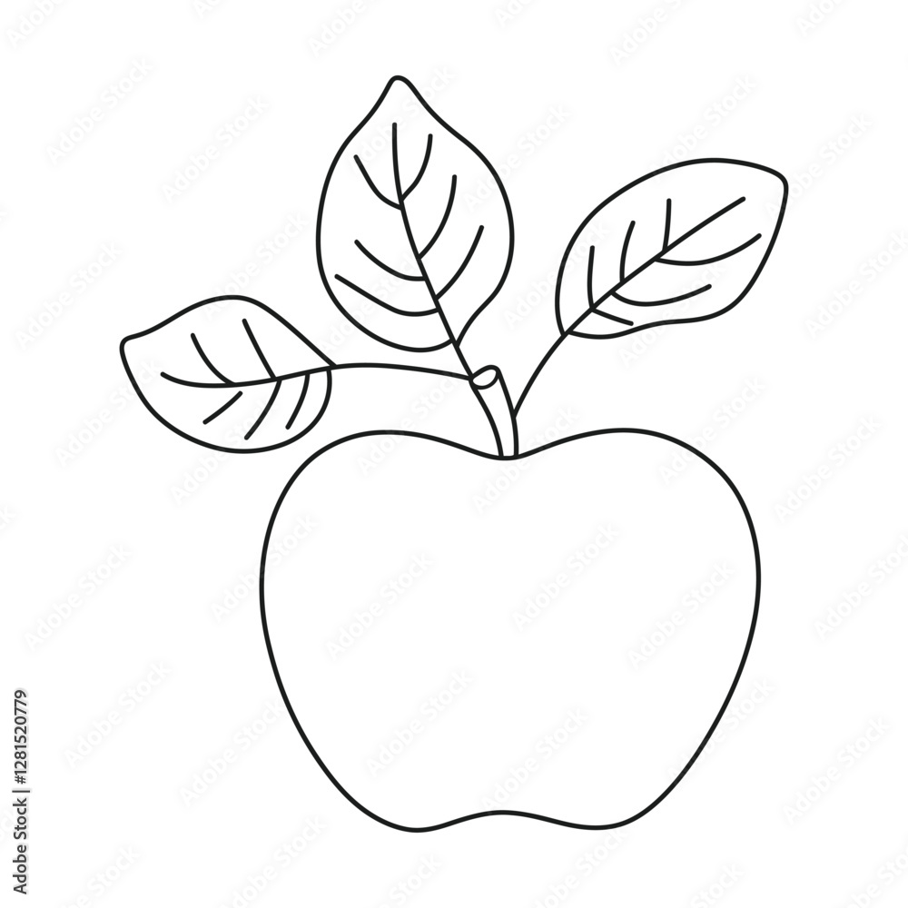 apple line art coloring page vector illustration Stock Vector | Adobe Stock