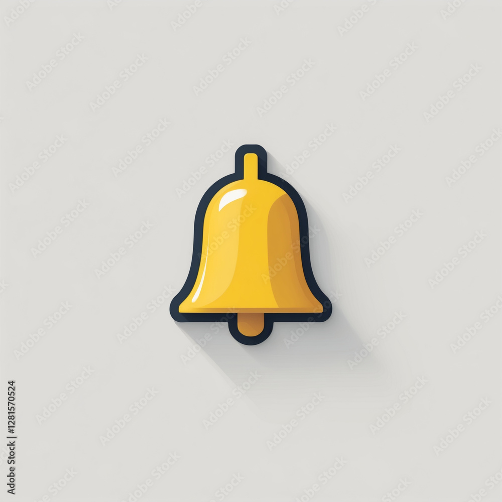 Notification Bell Icon – Modern 3D Yellow Alert Symbol for Reminder ...