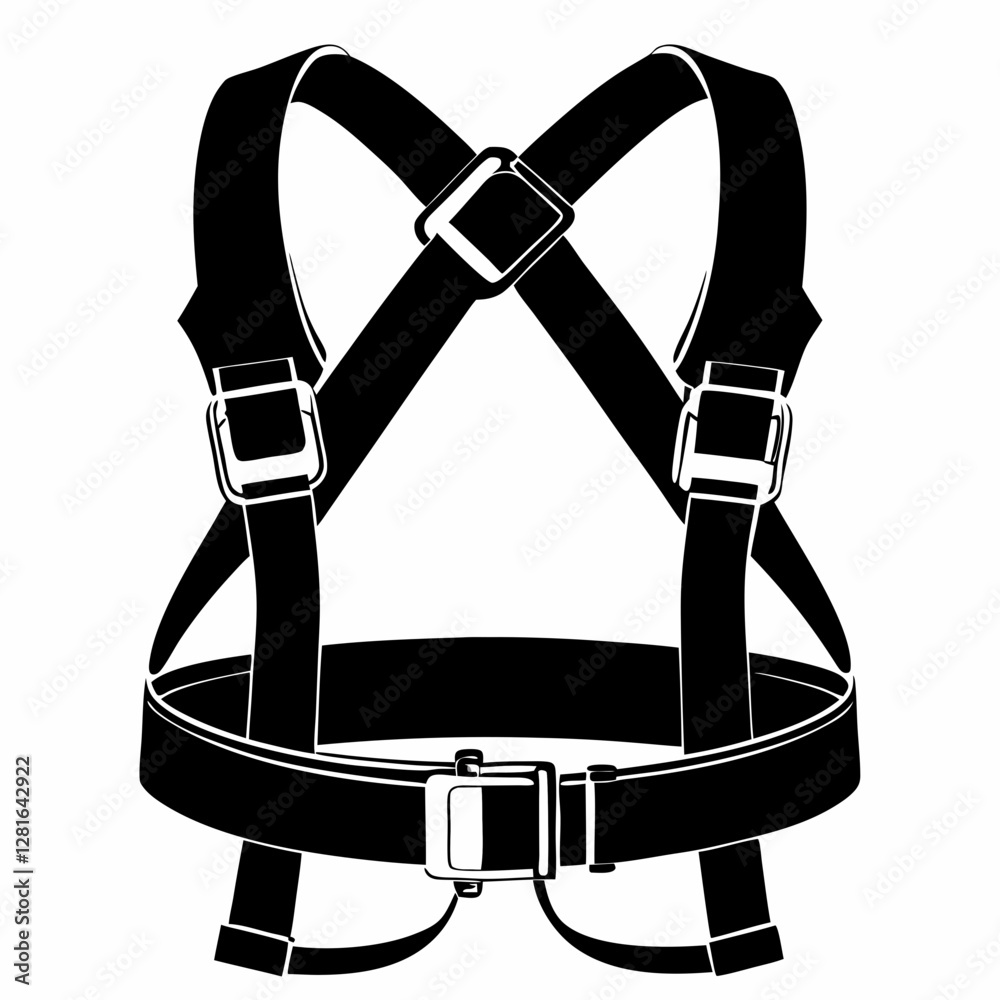 Black and white safety harness illustration with X-pattern design ...
