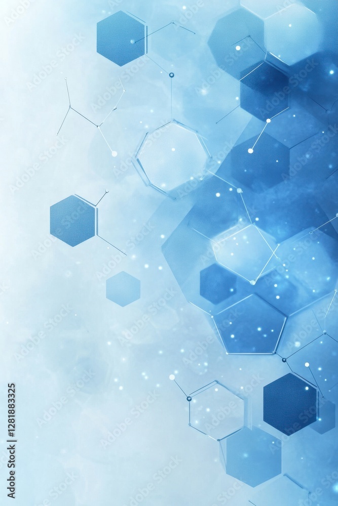 Abstract blue science background with hexagonal shapes and network ...