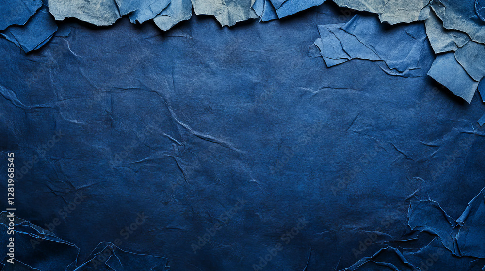 Vintage blue torn paper texture with wrinkled details for background ...