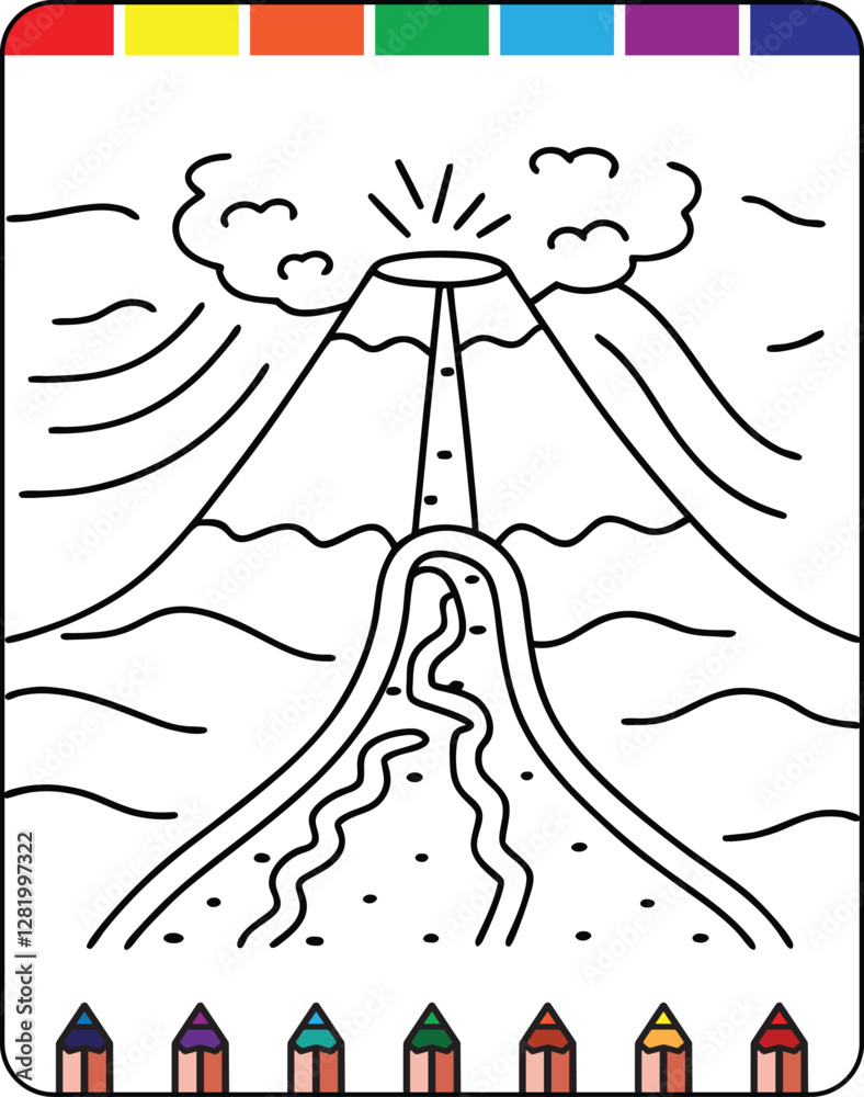 Volcano Coloring Pages for Kids Fun and Educational Printable Sheets ...