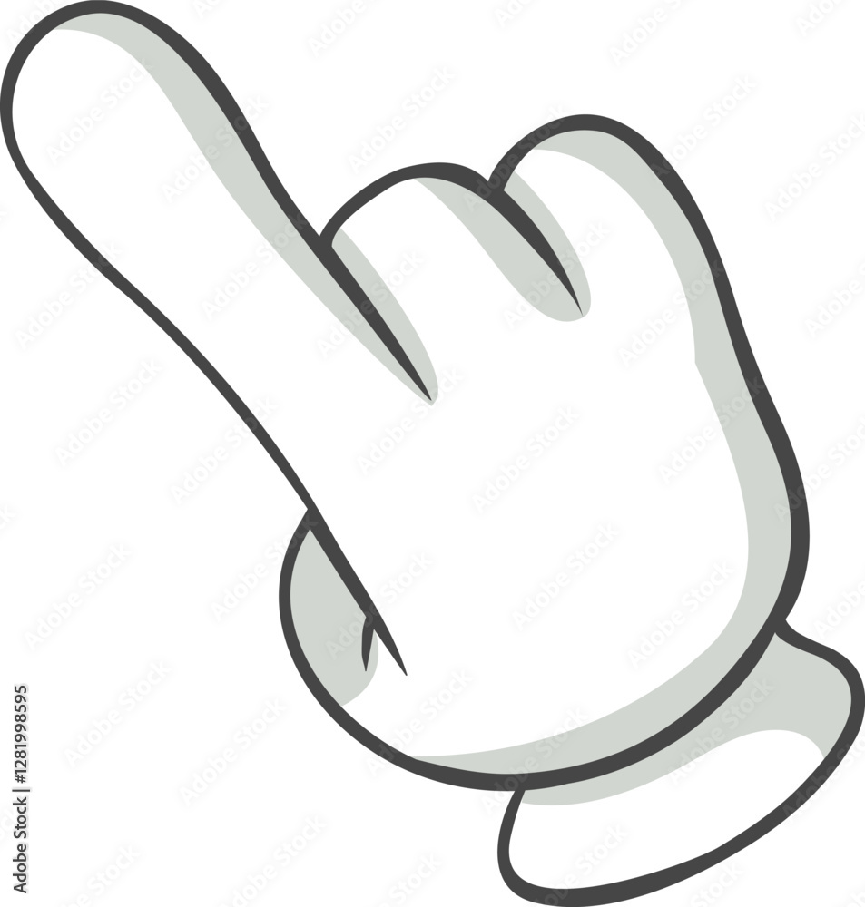Cartoon hand featuring a white glove, pointing with an index finger to ...