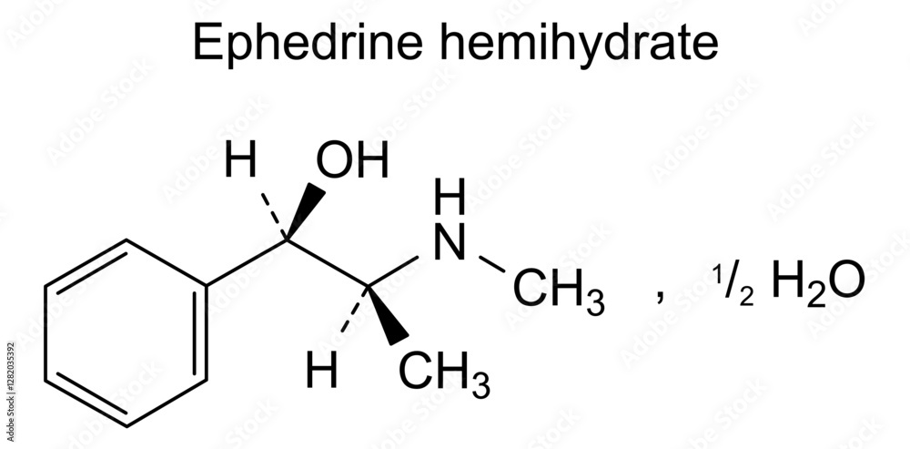 Chemical structure of ephedrine hemihydrate, drug substance Stock ...