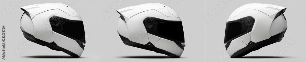 An isolated collection of white motorcycle carbon integral crash ...