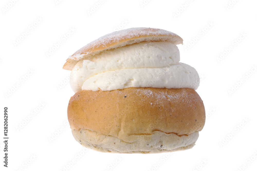 Swedish semla a shrove bun isolated on white background. Stock Photo | Adobe Stock