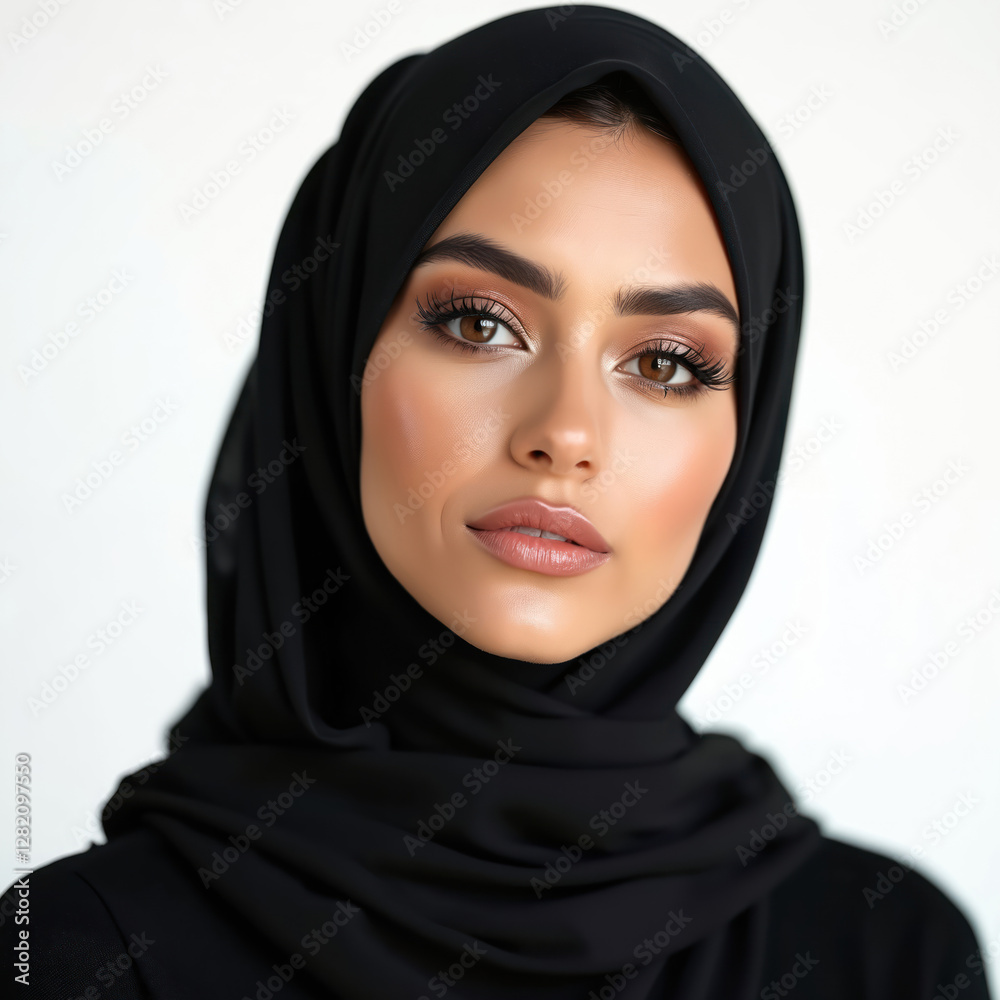 Portrait of beautiful arab woman in hijab. Muslim model with perfect ...
