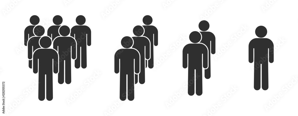 Team icon set, vector human, person group, stick figure stickman ...