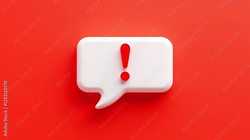Bold 3D Speech Bubble with Red Exclamation Mark for Alerts and ...