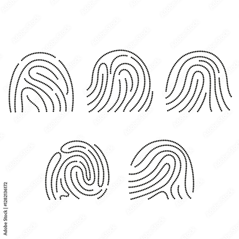 Fingerprint scanning icon. Collection of fingerprint shapes. Set fingerprint scanning vector ...