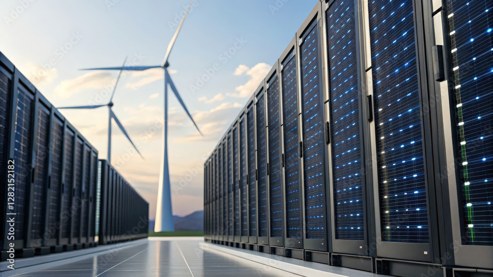 Technology Digital Trends Concept Renewable Energy Powered Data